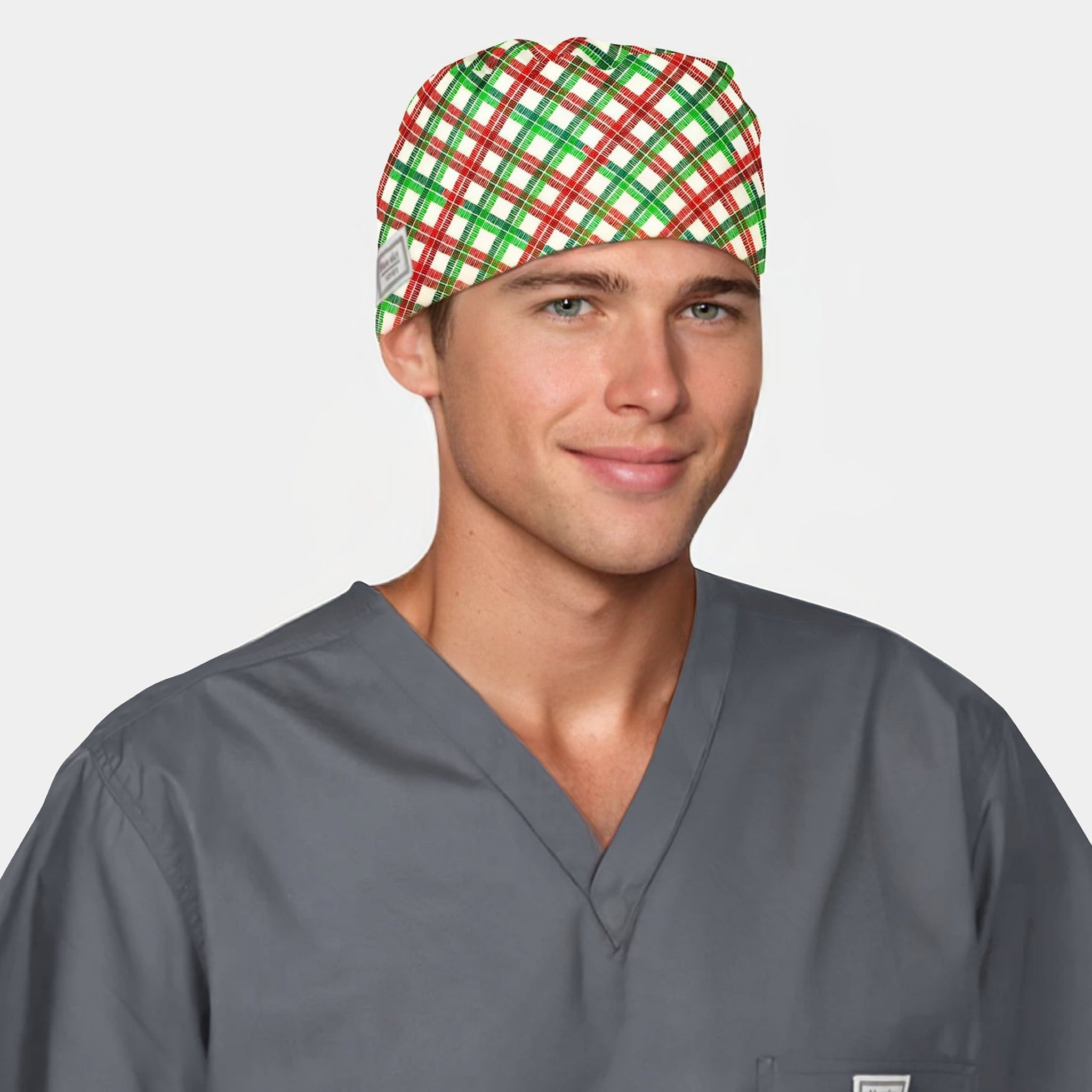 Christmas Plaid - Mens Surgical Scrub Caps – Blue Sky Scrubs