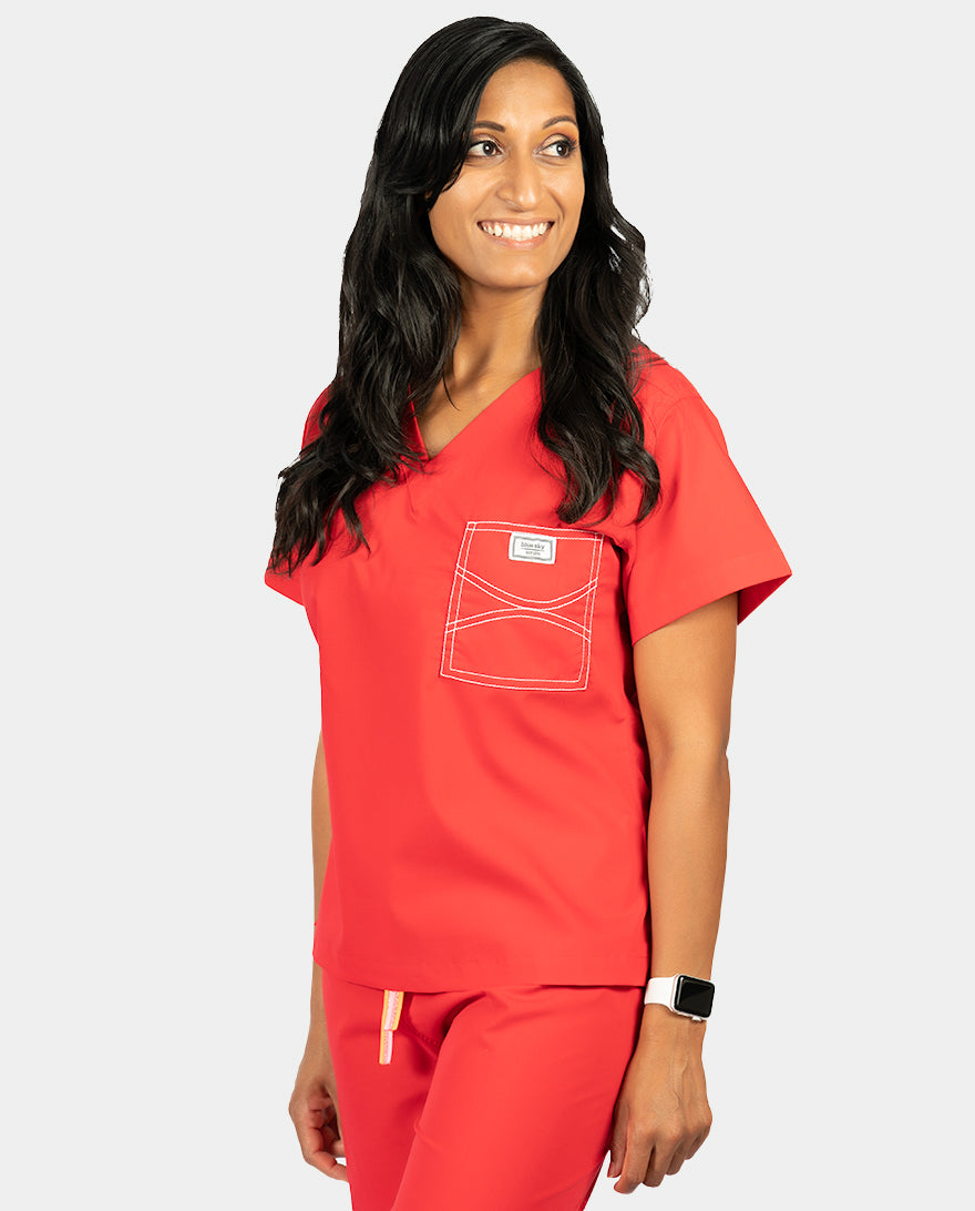 Classic Summer Fun Scrub Pants - Sun-Kissed Scarlet – Blue Sky Scrubs
