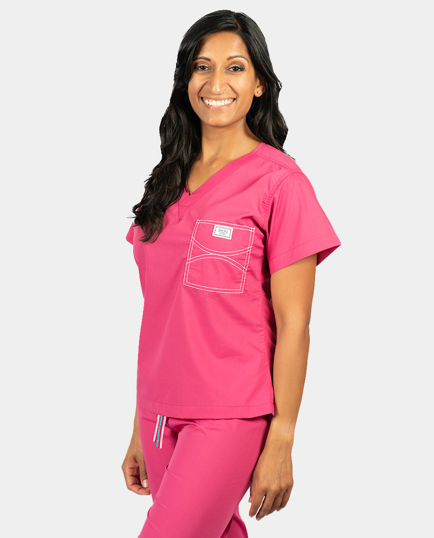 Classic Summer Fun Scrub Tops - Seraphina Strawberry – Blue Sky Scrubs
