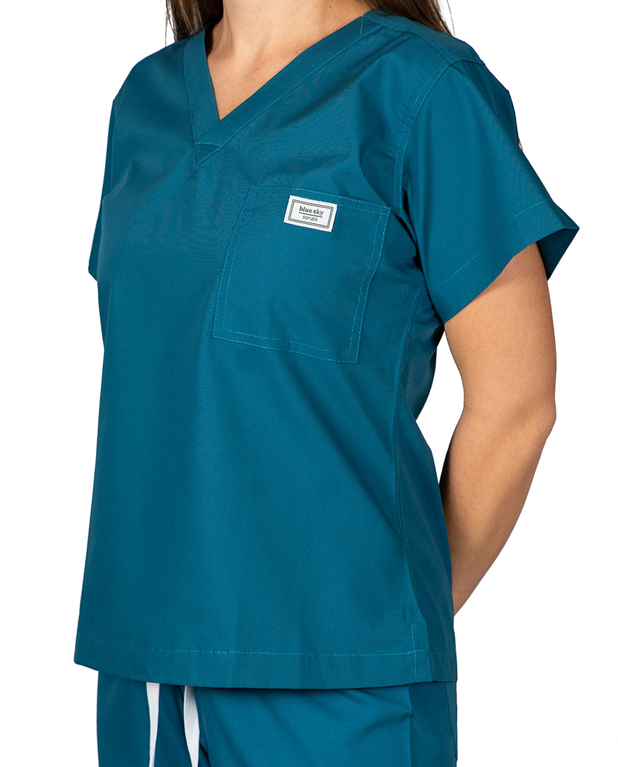 XS Caribbean Classic Simple Scrub Top – Blue Sky Scrubs