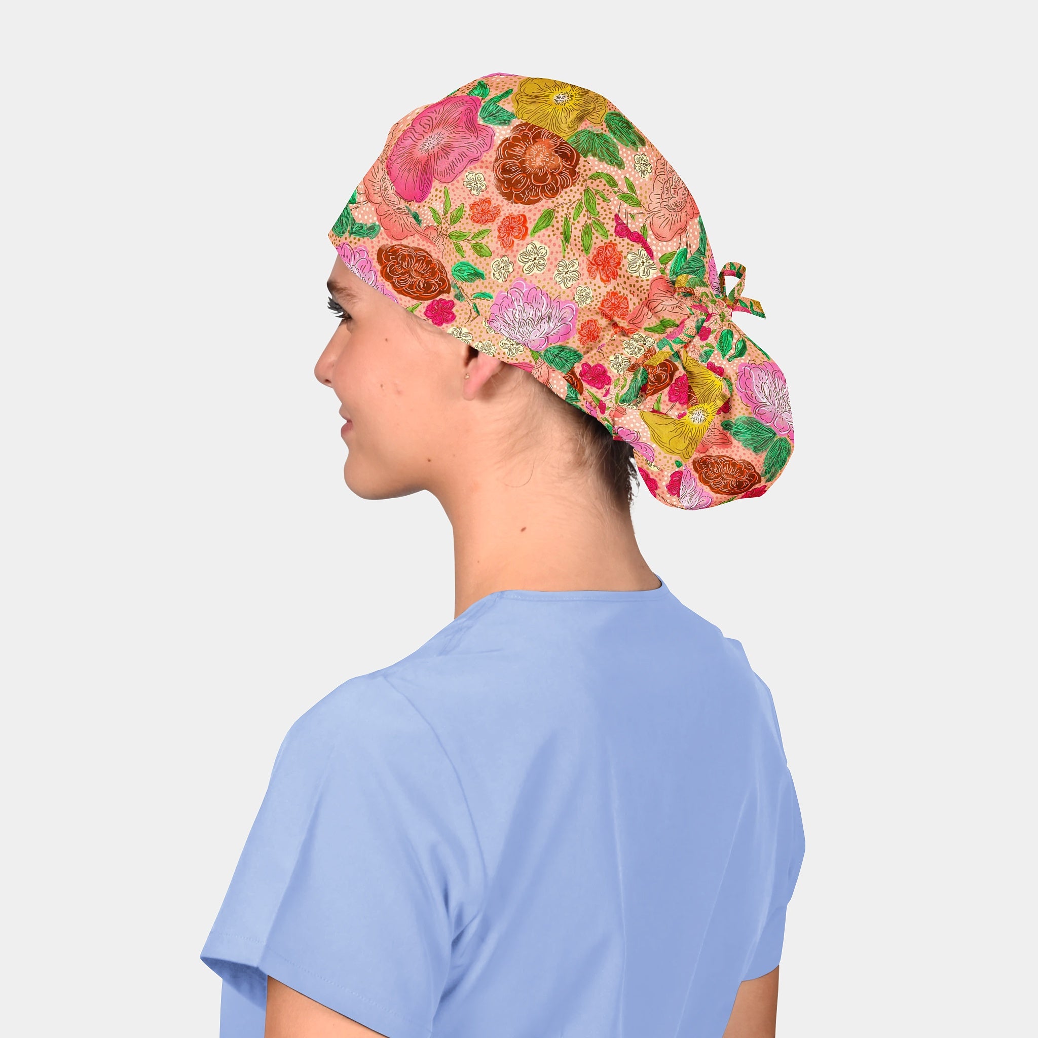 Dotty Meadows- Poppy Bouffant Surgical Scrub Cap – Blue Sky Scrubs