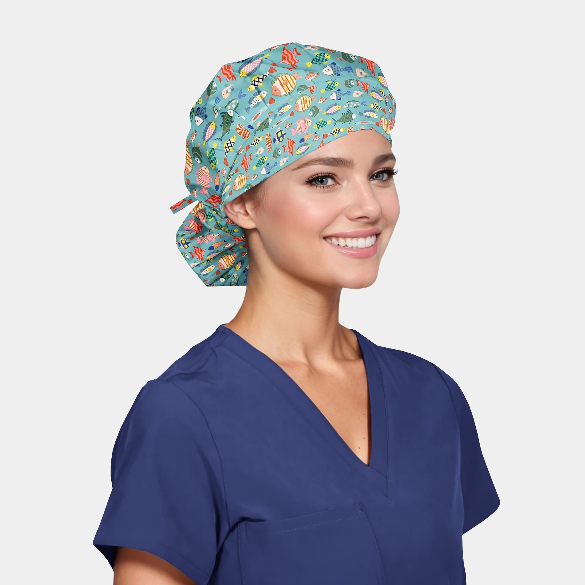 Fishkeeping - Poppy Bouffant Scrub Caps – Blue Sky Scrubs