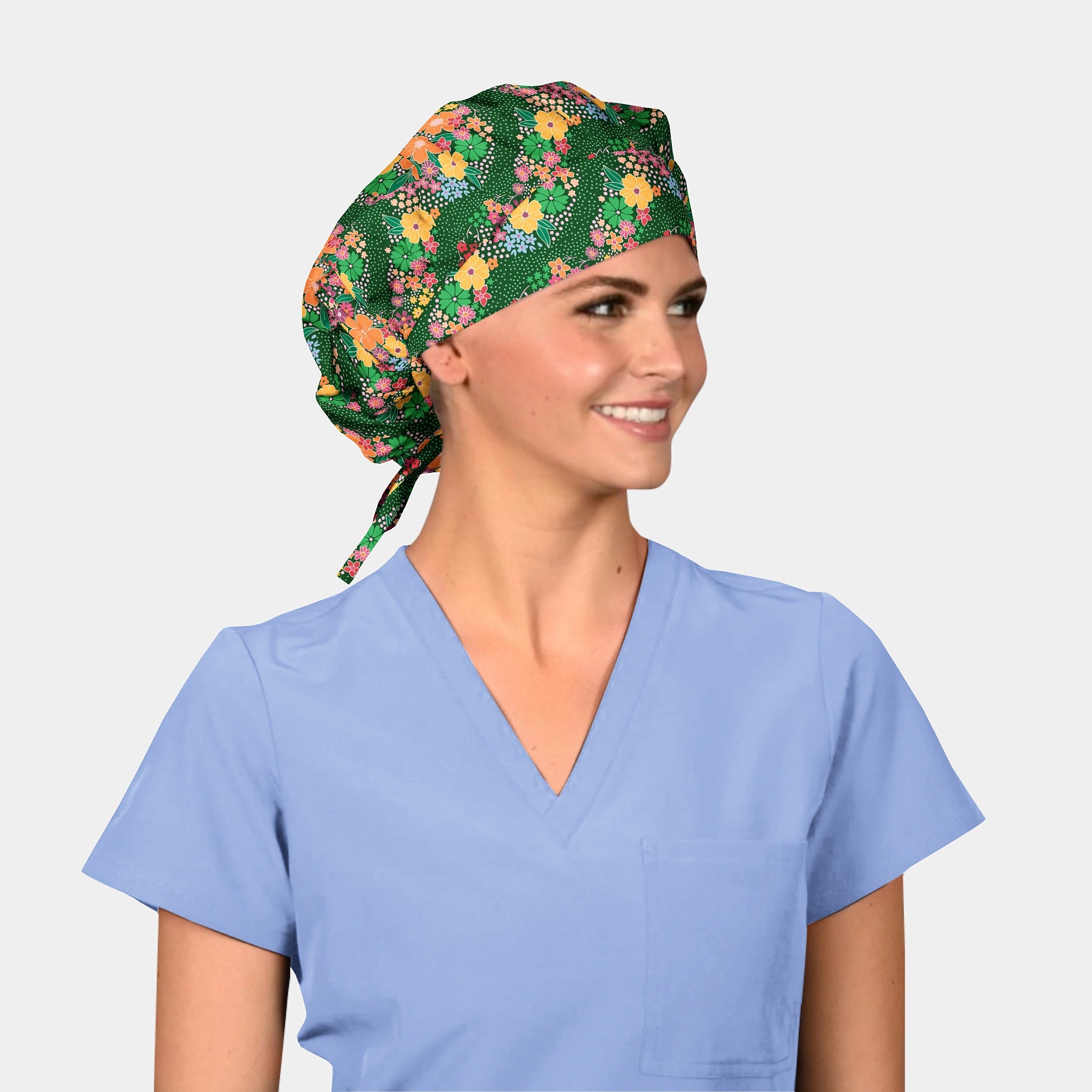 Meadow Bloom - Poppy Bouffant Surgical Scrub Hat – Blue Sky Scrubs